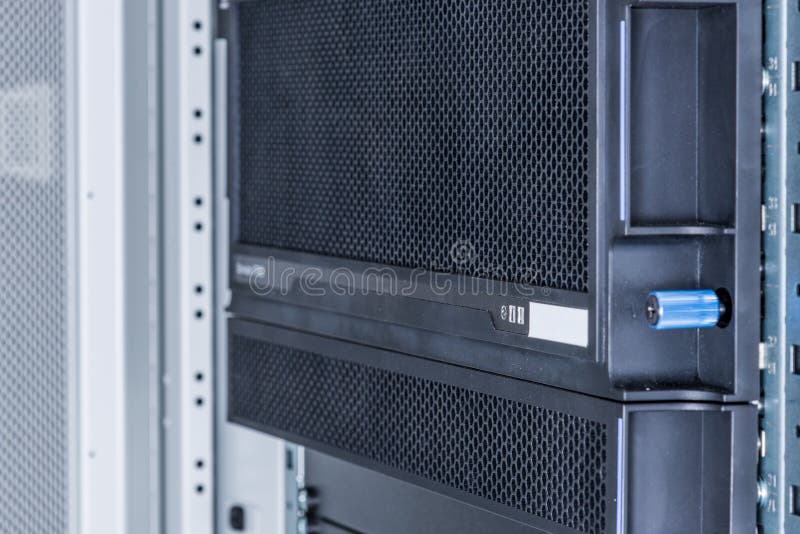 Server Room with a Row of Server Racks Stock Photo - Image of internet ...