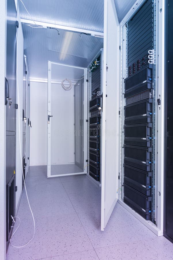 Server Room with a Row of Server Racks Stock Image - Image of learning ...