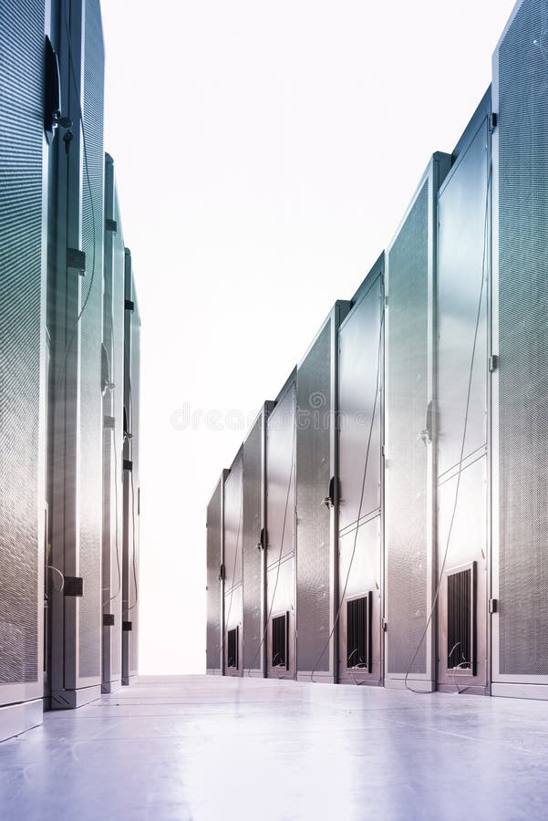 Server Room with a Row of Server Racks Stock Image - Image of mainframe ...