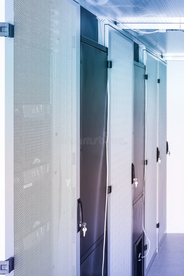 Server Room with a Row of Server Racks Stock Photo - Image of room ...