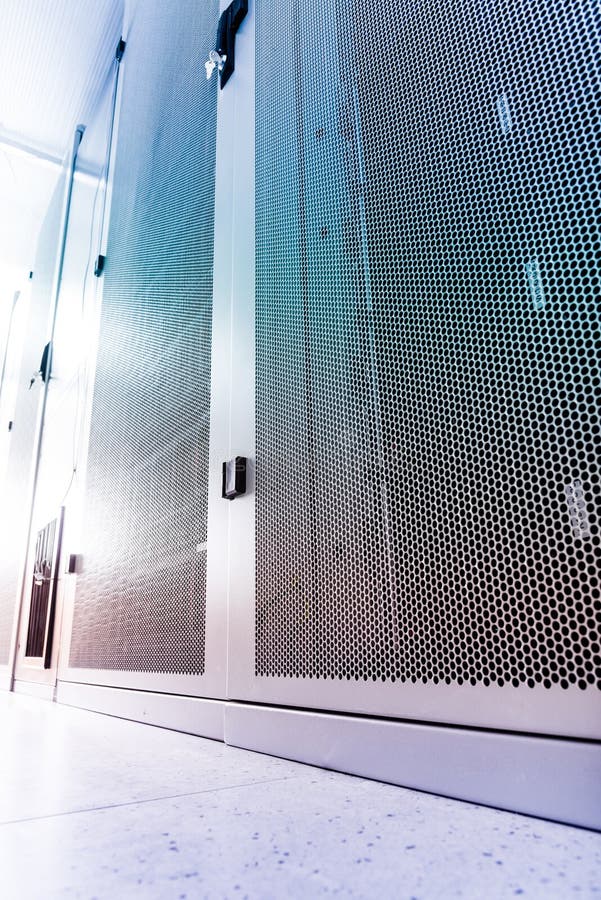 Server Room with a Row of Server Racks Stock Image - Image of equipment ...