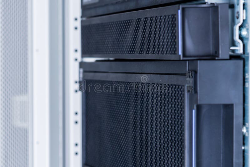 Server Room with a Row of Server Racks Stock Photo - Image of hosting ...