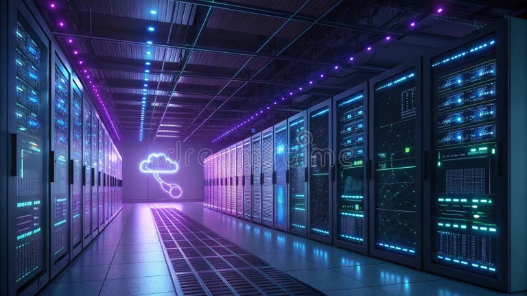 Data Server Room Cloud Computing Information Technology Network Storage Center Infrastructure ...