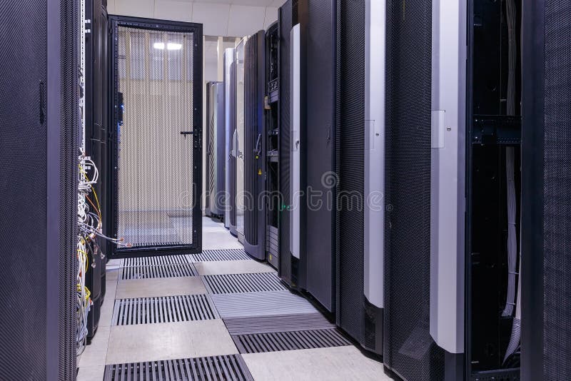 Room with Rows of Server Hardware in the Data Center Stock Photo ...