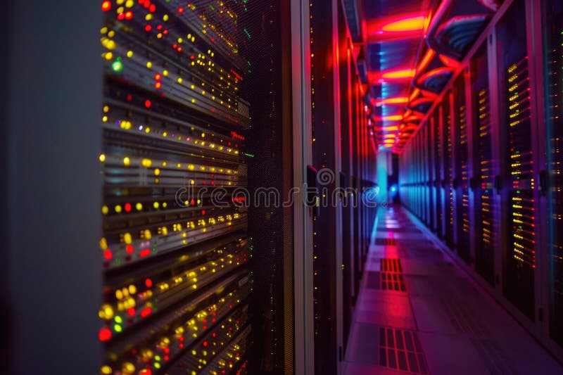 Server Room with Rows of Servers Stock Image - Image of business ...