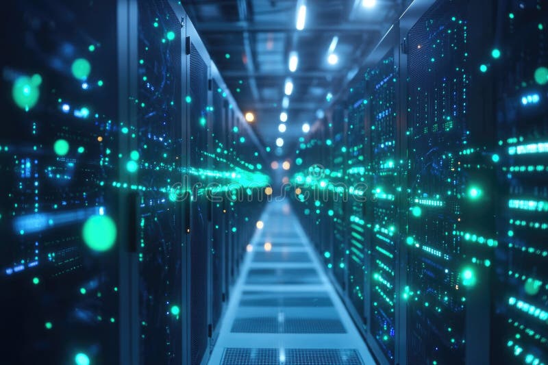 Server Room with Rows of Servers Stock Photo - Image of electronics ...