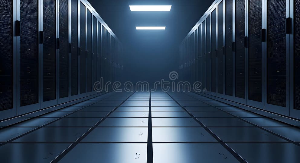 Server Room: a Secure Data Center with Rows of Server Racks for Cloud ...
