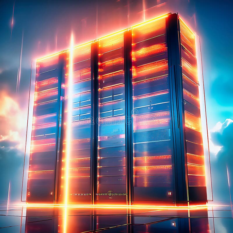 Server Room with Server Cabinets, Digitalis for Host PC. Management and ...