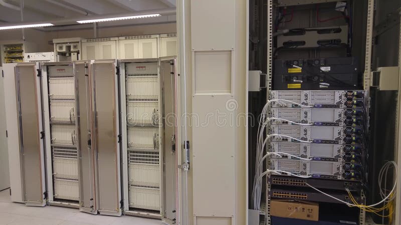 Server Room with Server Computers in Metal Boxes, Stock Video - Video ...