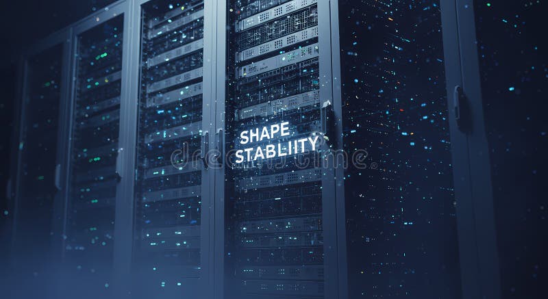 Server Room with Shape Stability Text Stock Illustration - Illustration ...