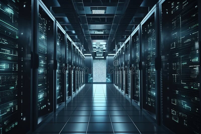 Server Room of Storage Systems and Connect of Data on Internet Network ...