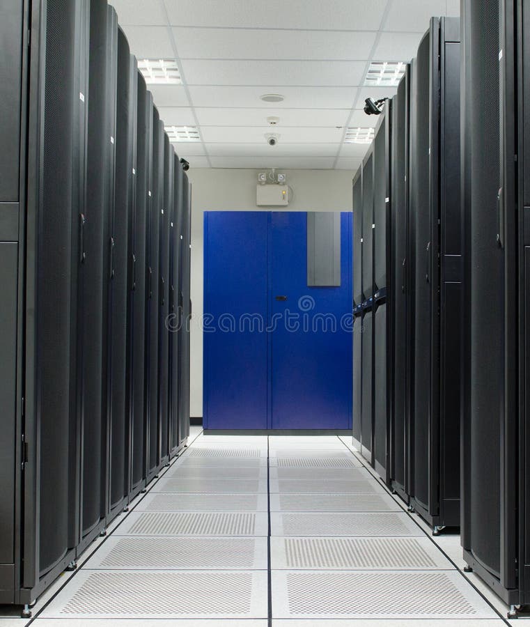 Server Rack Cluster in a Data Center Stock Image - Image of network ...