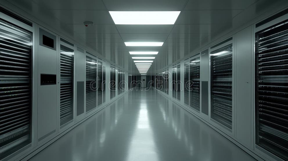 Server Room Symphony Data Centers in a Gleaming Corridor of Technology ...