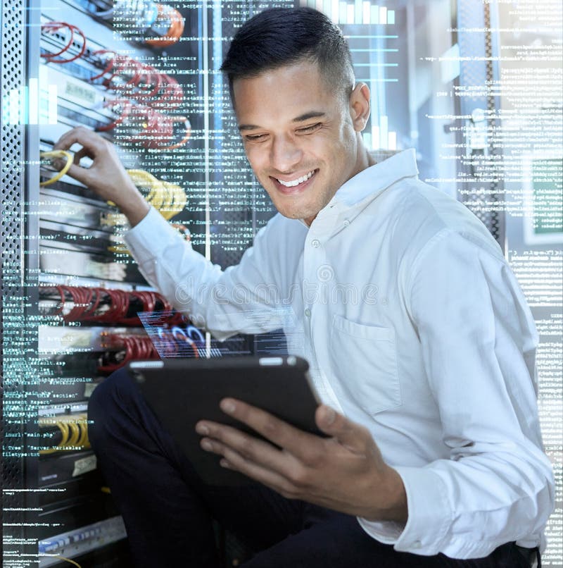 Server Room, Tablet and Programmer Man, Engineering Code and Technology ... Server Room, Tablet and Programmer Man, Engineering Code and Technology ...