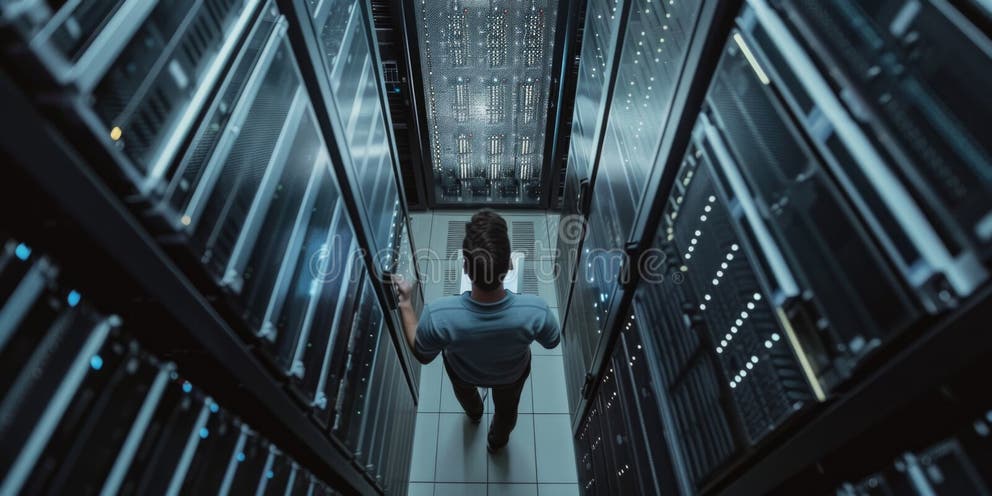 Server Room Technician stock photo. Image of room, computers - 383052684