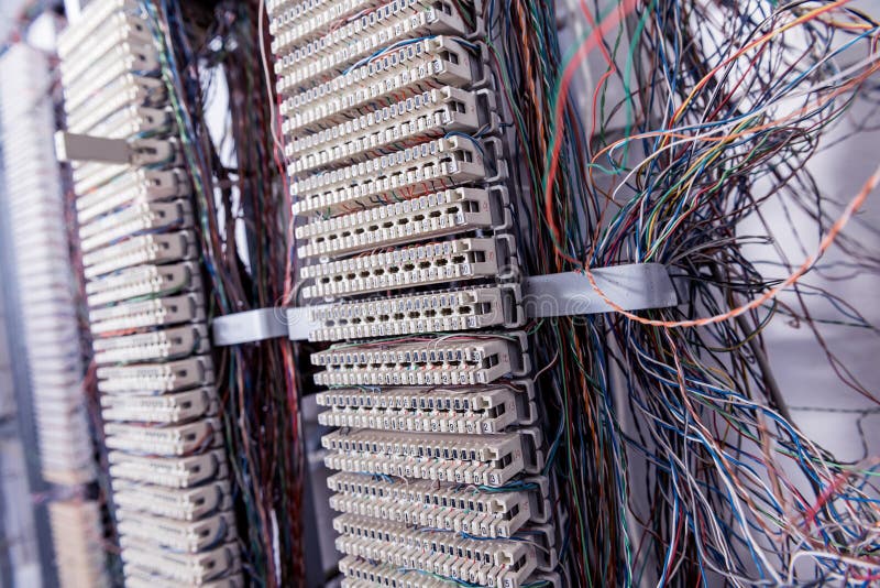 Server Room. Telephone Cables Connected To Switches Stock Photo - Image ...