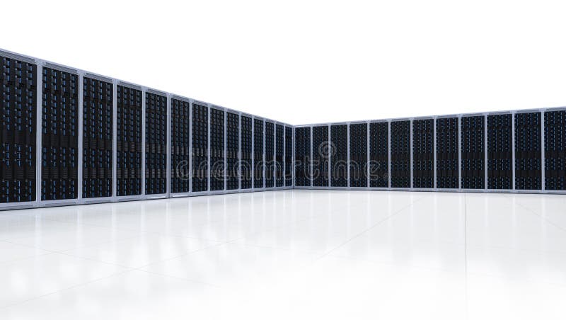 Server Room with Server Tower Stock Illustration - Illustration of ...