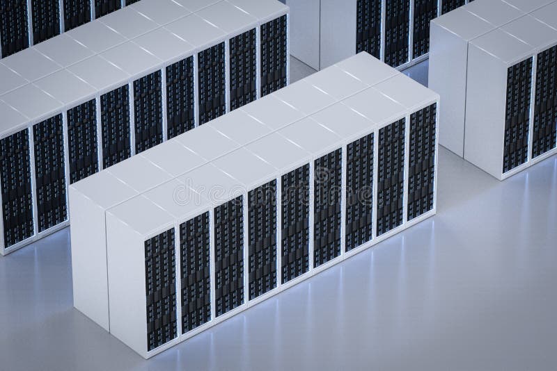 Server Room with Server Tower Stock Illustration - Illustration of ...