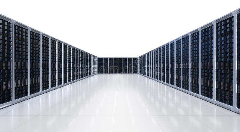 Server Room with Server Tower Stock Illustration - Illustration of disk ...