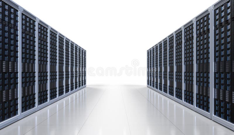 Server Room with Server Tower Stock Illustration - Illustration of ...