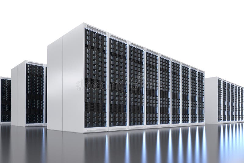Server Room with Server Tower Stock Illustration - Illustration of disk ...