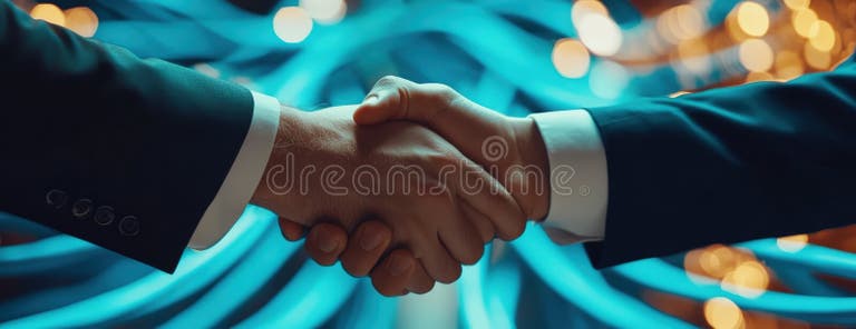 In a Server Room, Two Men are Engaging in a Handshake Gesture Stock ...