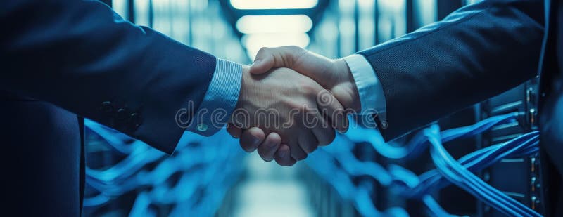 Server Room Two Men Engaging Handshake Gesture Stock Photos - Free ...
