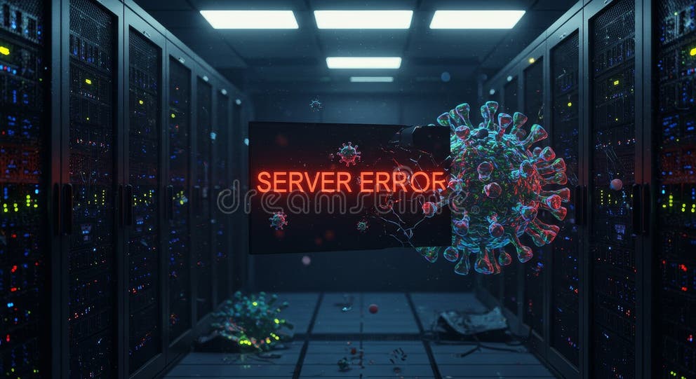 Server Room Virus Attack a of a Virus Attacking a Server Room Causing a ...