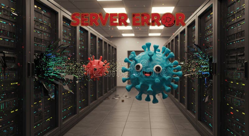 Server Room Virus Attack Cartoon Viruses Attack a Server Room Causing a ...