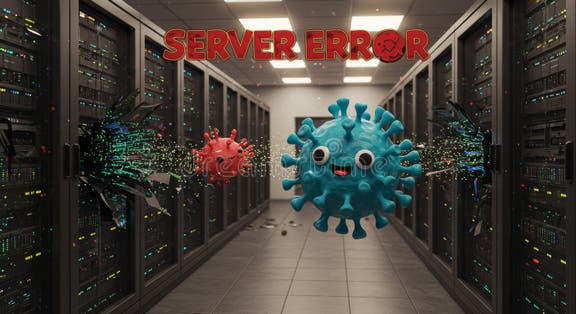 Server Room Virus Attack Cartoon Viruses Attack a Server Room Causing a ...