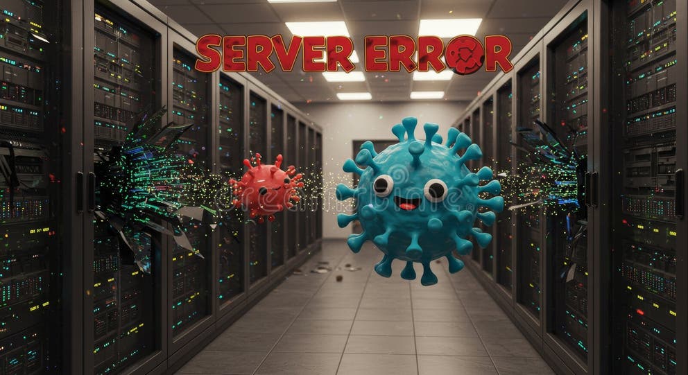 Server Room Virus Attack Cartoon Viruses Attack a Server Room Causing a ...
