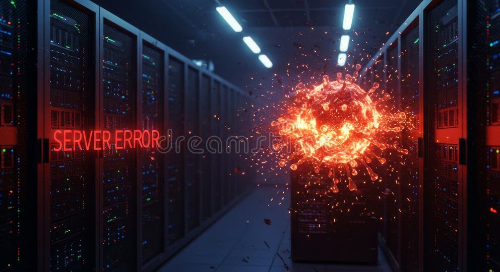 Server Room Virus Outbreak a Fiery Virus Attacks a Server Room Causing ...
