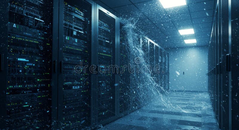 Server Room Water Damage Water Damage in a Server Room Showing Water ...