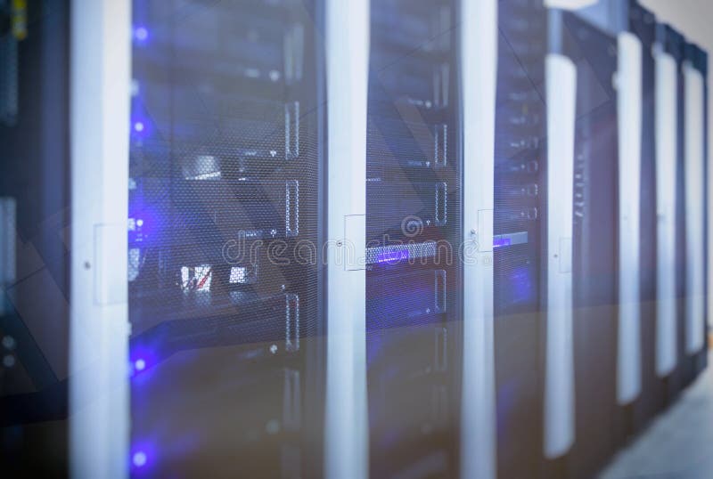 Server Room. Web Internet and Network Telecommunication Technology, Big ...