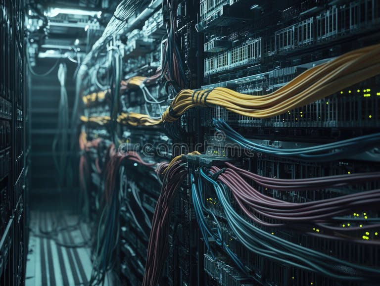 Server Room Wires stock image. Image of data, fiber - 378782117