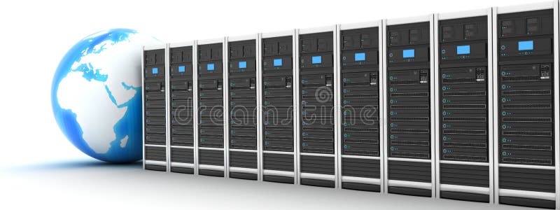 Server row and earth stock illustration. Illustration of link - 27287434