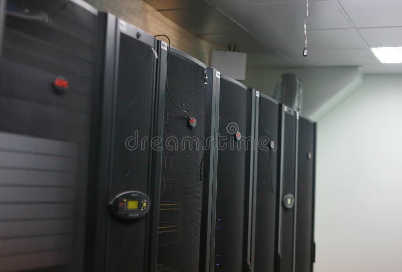 Server Rows Cabins Equipped Cooled Server Room Stock Image - Image of ...
