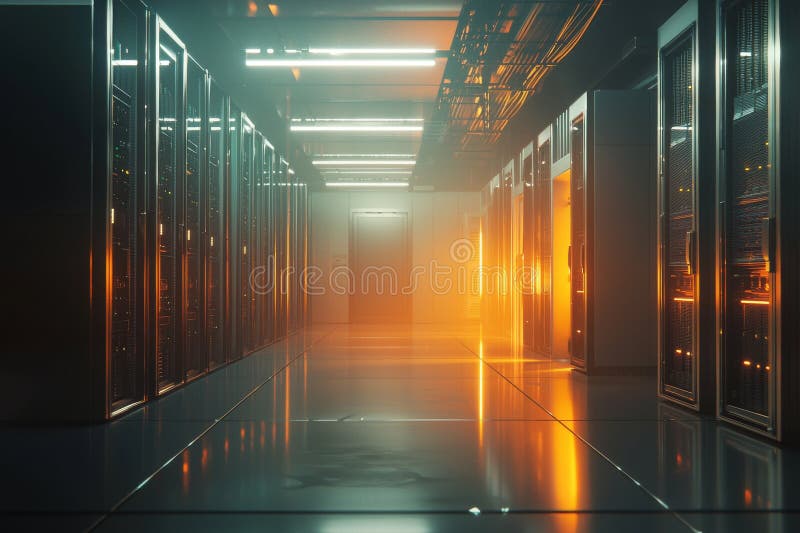 Server Rows And Generative Ai In High Tech Data Center Stock Image Image Of Computer Database