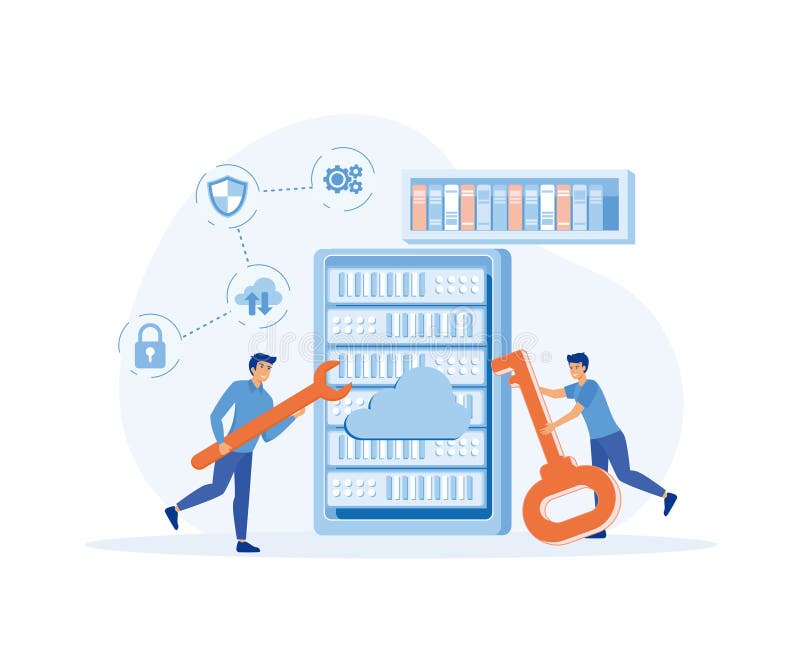 Server Security Concept, Showing the Server is Being Maintained by a ...