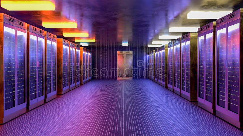 Server Servers Room Data Center Backup Mining Hosting Mainframe Farm And Computer Rack