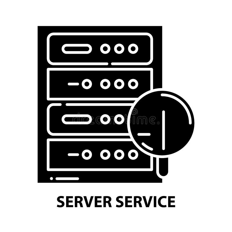 Server Service Icon, Black Vector Sign with Editable Strokes, Concept ...