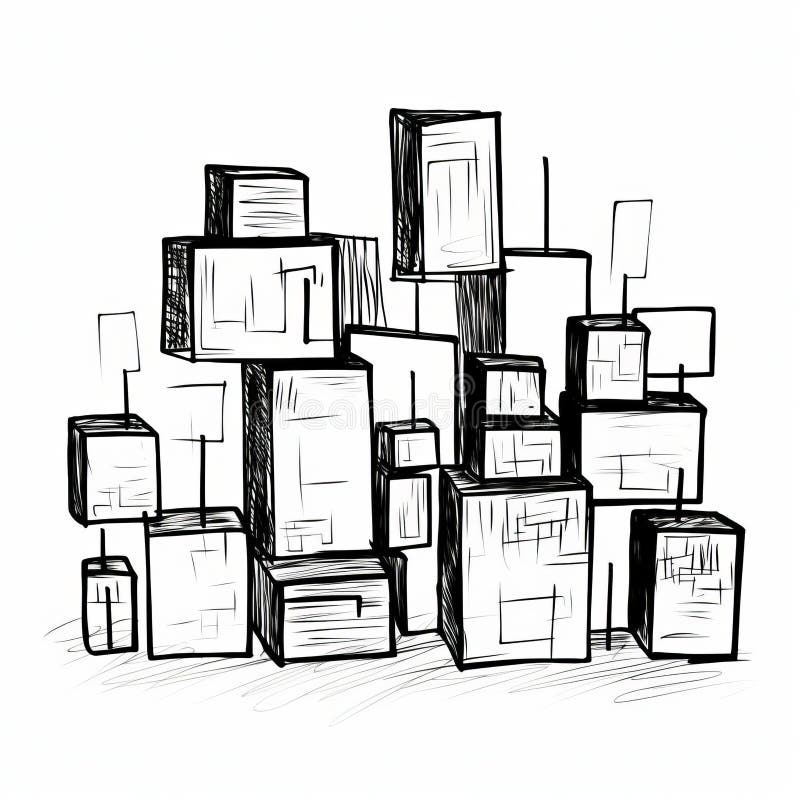 Rough Hand Drawn Sketch of a Server Space Design Stock Illustration ...