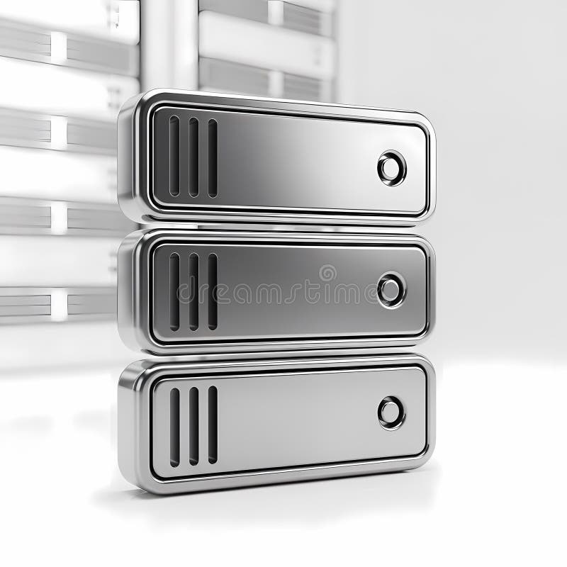 Metallic Server Rack Icon stock illustration. Illustration of server ...