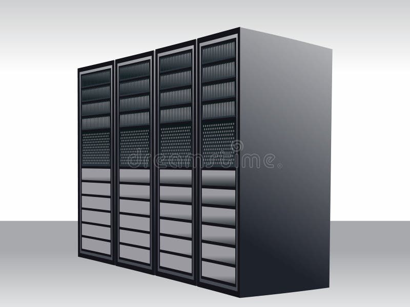 Grey metal 3D server tower stock illustration. Illustration of computer ...