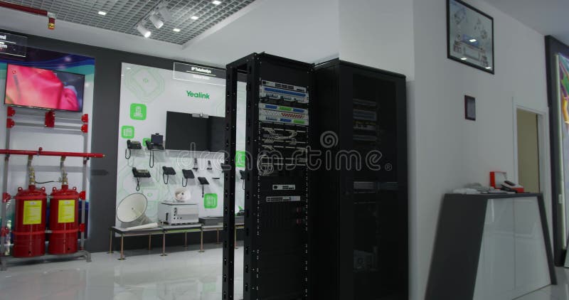 Server Station in the Demonstration Stand at the Electronic Exhibition ...