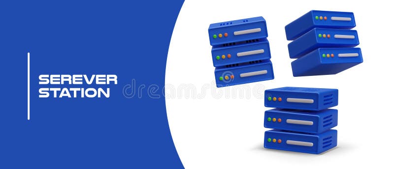 Server Station. Storage and Processing of Information Stock Vector ...