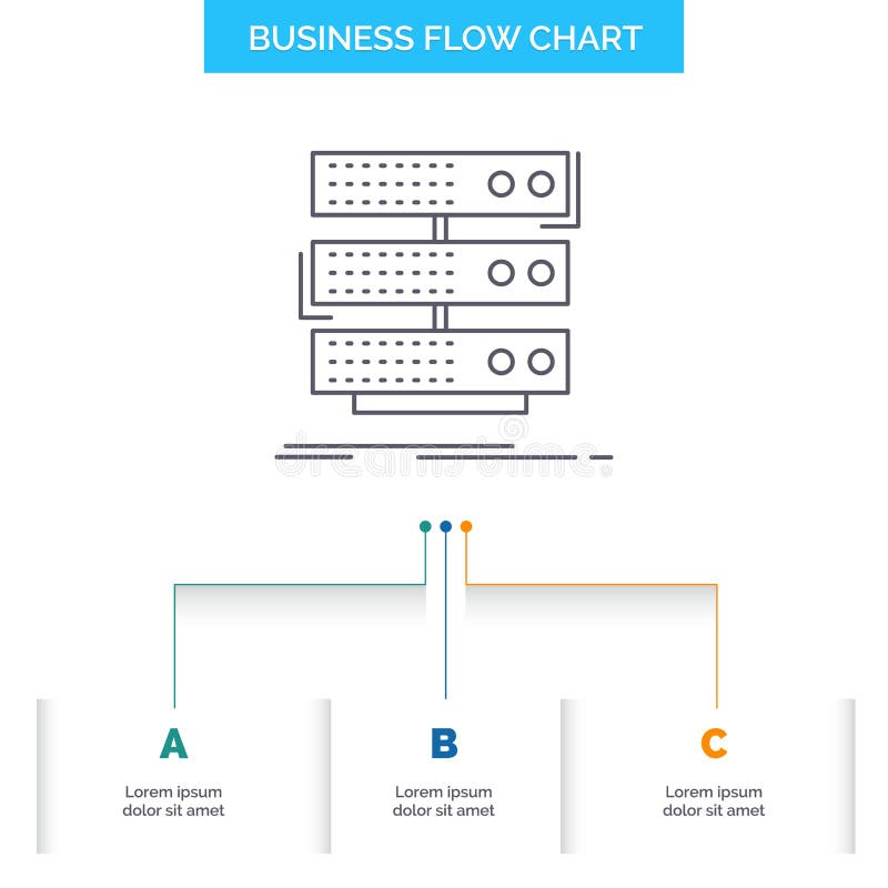 Server, Storage, Rack, Database, Data Business Flow Chart Design with 3 ...