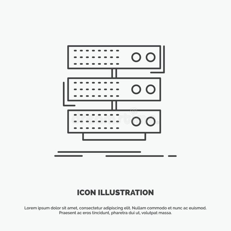 Server, Storage, Rack, Database, Data Icon. Line Vector Gray Symbol for ...