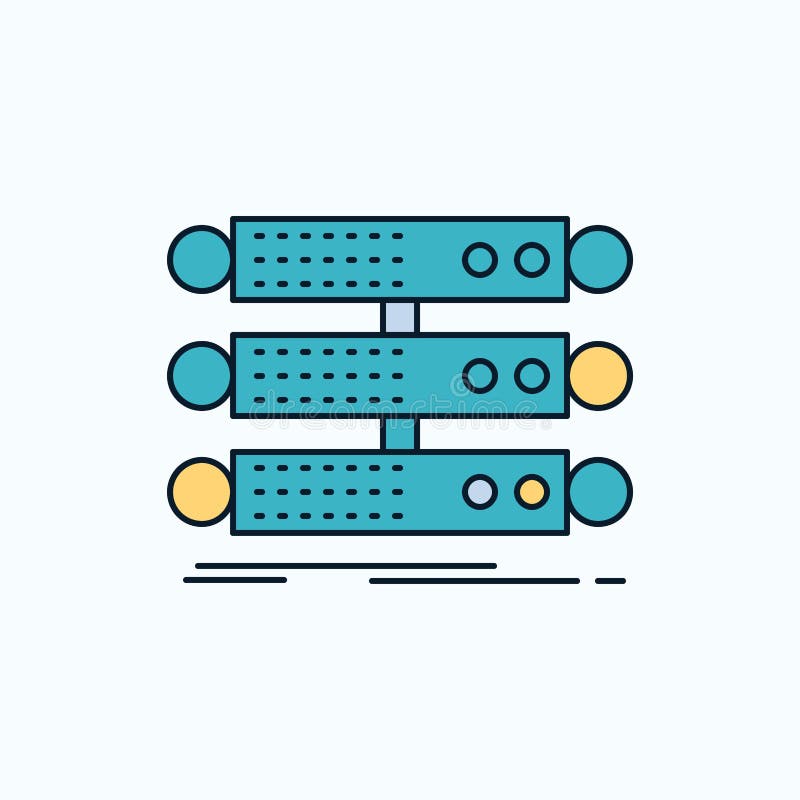Server, Structure, Rack, Database, Data Flat Icon. Green and Yellow ...