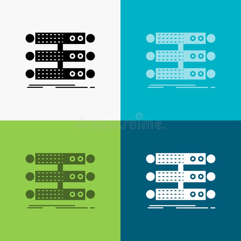 Server, Structure, Rack, Database, Data Icon Over Various Background. Glyph Style Design ...